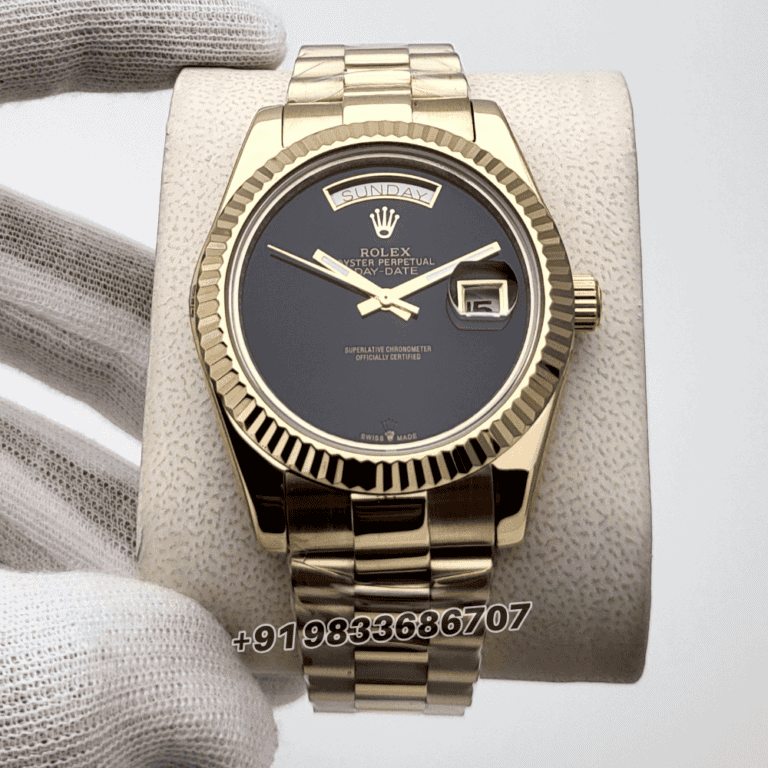 Rolex Day-Date Full Gold Black Dial High Quality Swiss Automatic Watch ...