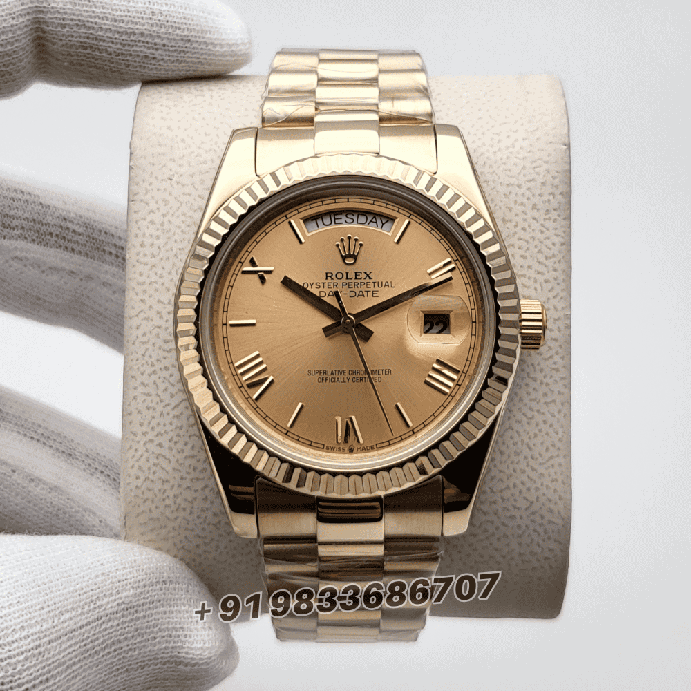 Rolex Day–Date Roman Full Gold Golden Dial High Quality Swiss Automatic ...