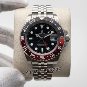 Rolex GMT Master II Red & Black Bezel Stainless Steel Strap Super High ...