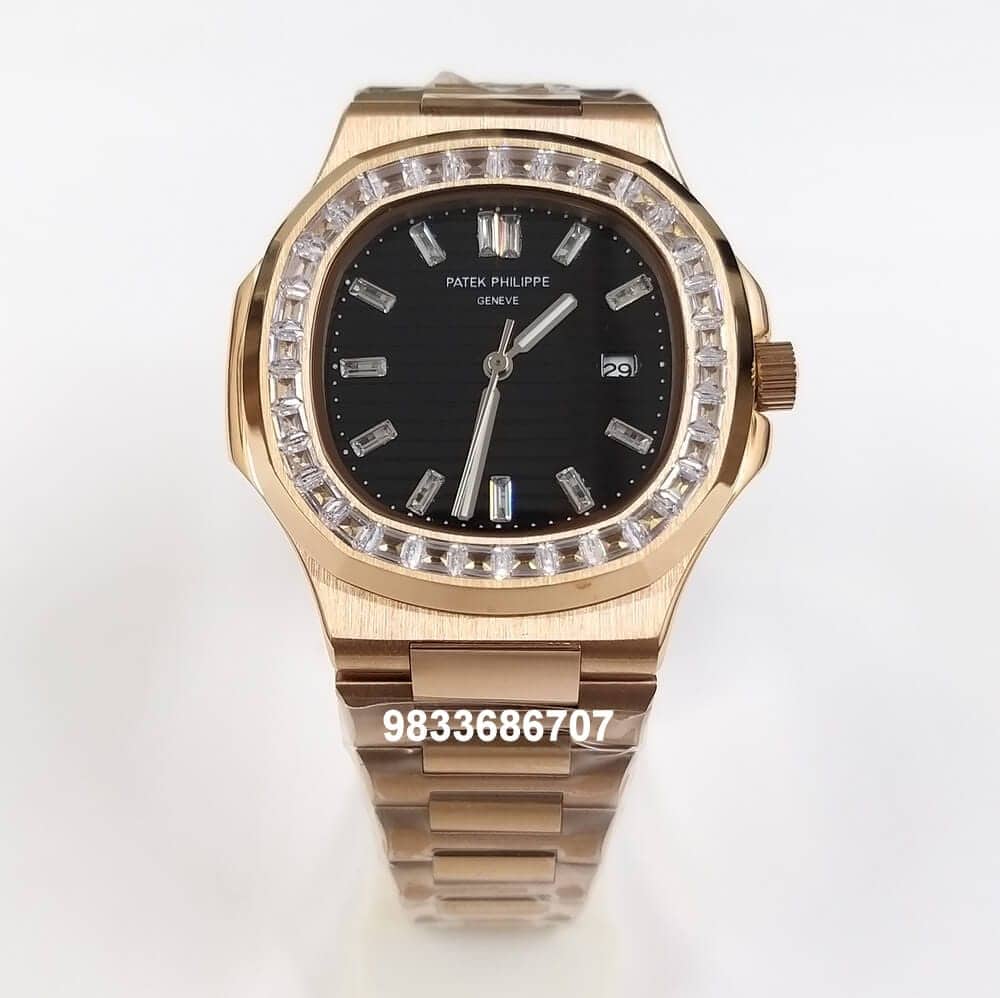 Patek Philippe Nautilus Rose Gold White Emerald Super High Quality ...