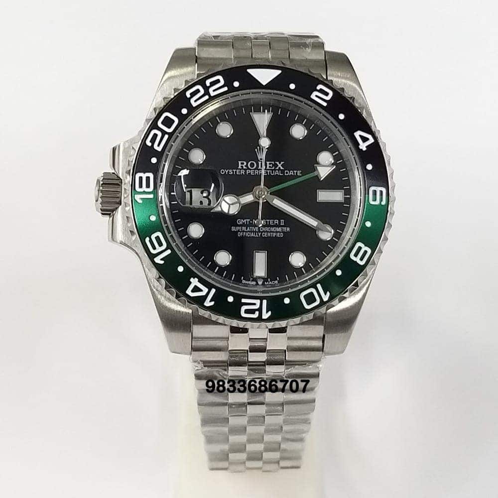 Rolex GMT Master II Lefty Green & Black Bezel Stainless Steel Strap ...