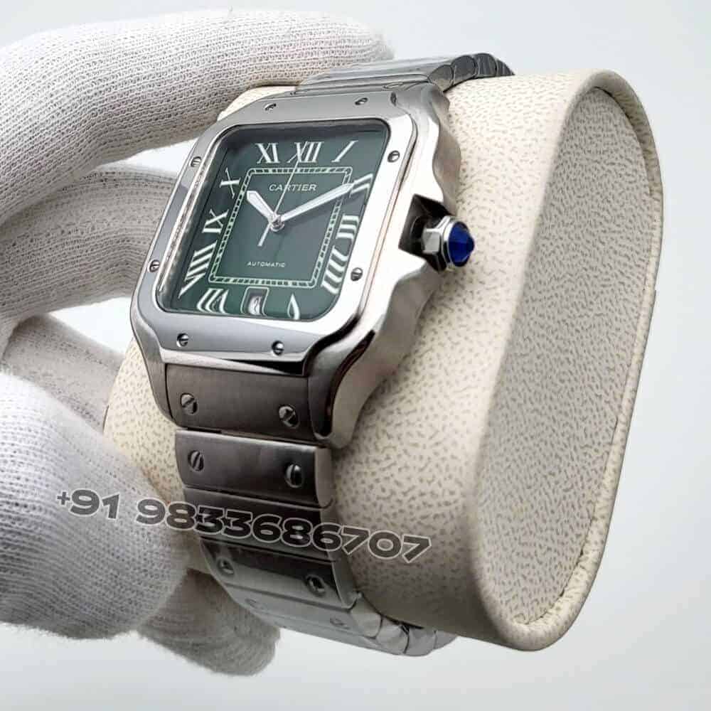 Cartier Santos Steel Green Dial Super High Quality Swiss Automatic ...