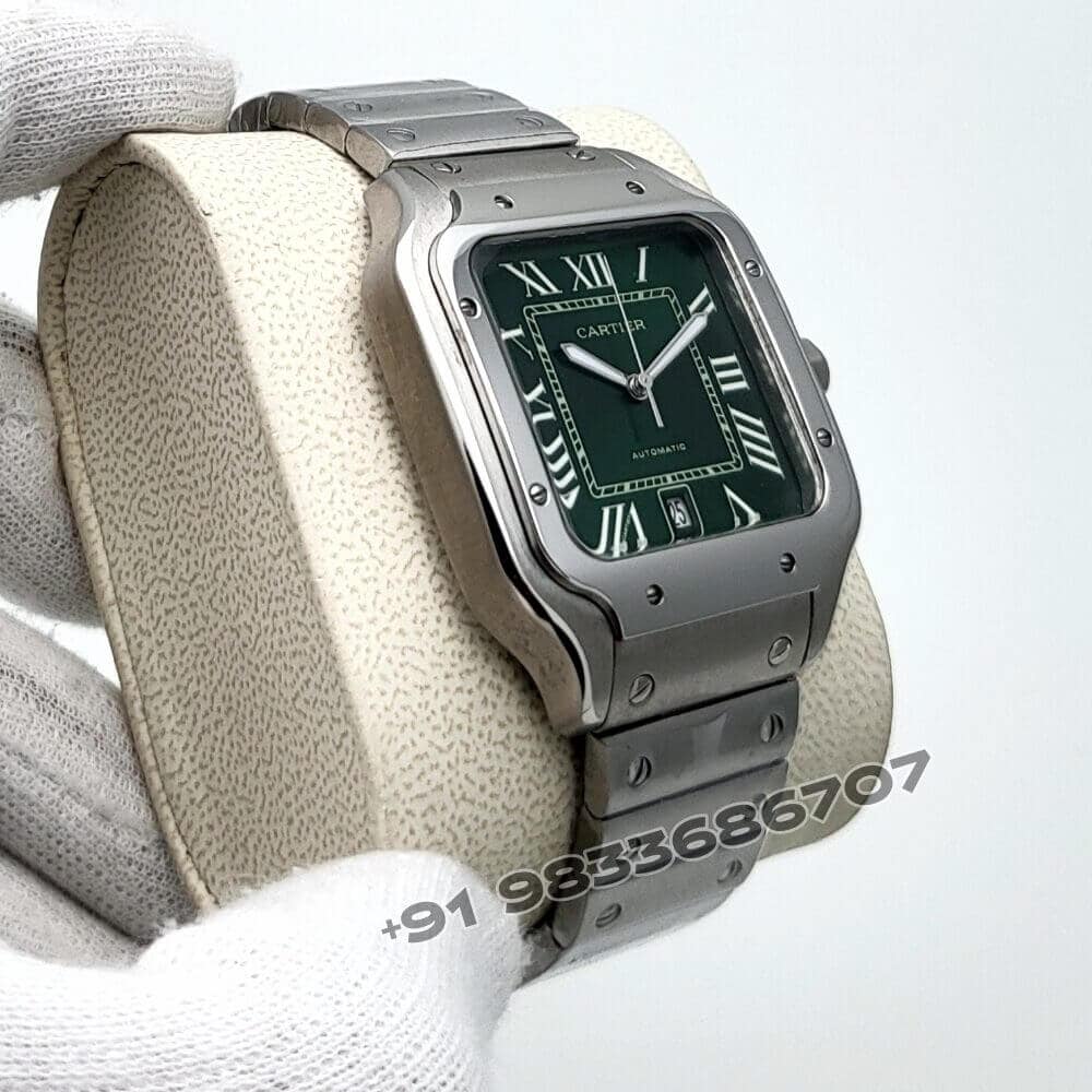 Cartier Santos Steel Green Dial Super High Quality Swiss Automatic ...