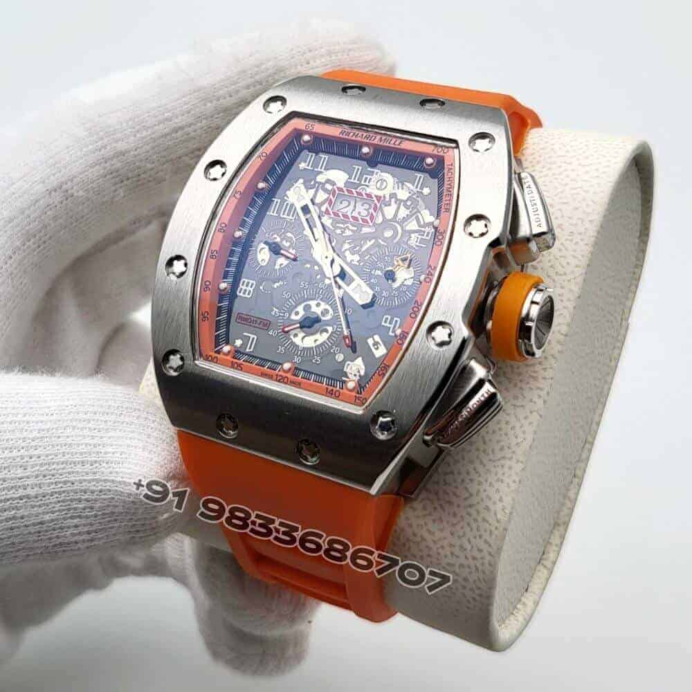 Richard Mille RM 011-FM Flyback Chronograph Orange Rubber Strap Super ...